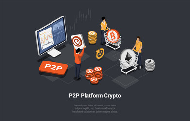 P2p peer to peer online platform for exchanging Vector Image