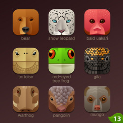 Animal faces for app icons-set 11 Royalty Free Vector Image