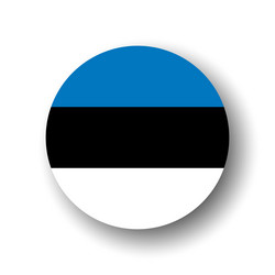 Glossy circle badge flag of estonia Royalty Free Vector