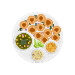 Pani puri or golgappa fuchka on a plate Royalty Free Vector