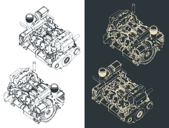 Heavy duty marine diesel engine isometric Vector Image