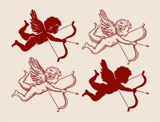 Cute funny cupid in different situations set amur Vector Image