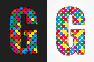Bubble letter g glitter character of colored dots Vector Image
