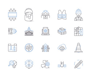Engineering essentials outline icons collection Vector Image