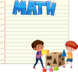 Children on math note template Royalty Free Vector Image