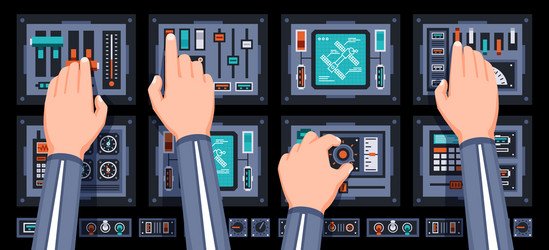 Alien spaceship pilot control panel cartoon Vector Image