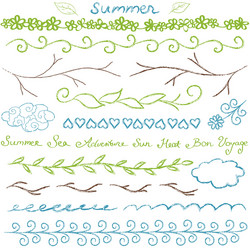Summer hand drawn border set Royalty Free Vector Image