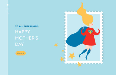 Mothers day greeting card with super mom superhero