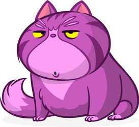Cartoon cute smiling purple fat cat Royalty Free Vector