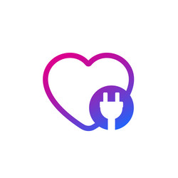 Heart with electric plug line icon Royalty Free Vector Image
