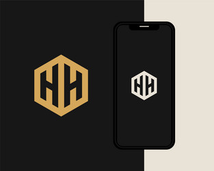 Letters h and or hhh line logo design linear Vector Image