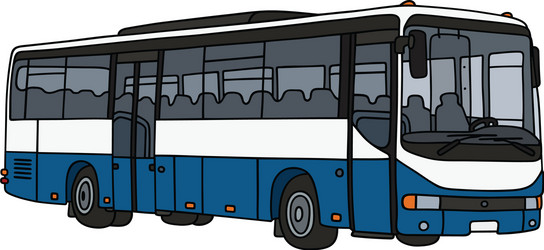 Blue and white city bus Royalty Free Vector Image