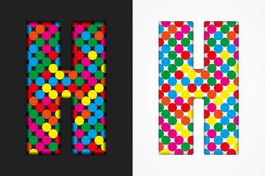 Bubble letter h glitter character of colored dots Vector Image