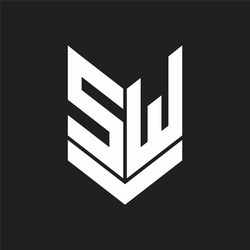Sw logo shield style monogram design template Vector Image