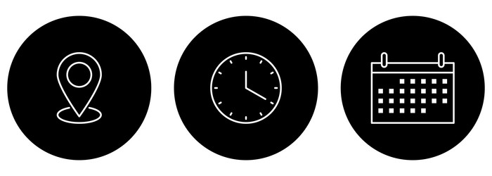 Time date and address circle line buttons Vector Image