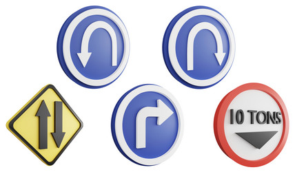 Road sign side view clipart element 3d render Vector Image