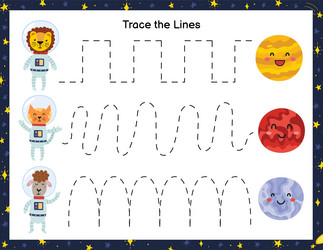 Trace lines from cute aliens to the flying saucers