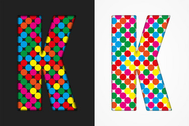 Bubble letter k glitter character of colored dots Vector Image