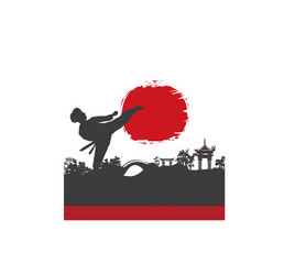 Creative abstract karate fighter Royalty Free Vector Image