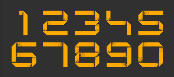 Grunge paper ribbon numbers font Royalty Free Vector Image