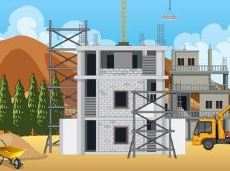 Building construction scene Royalty Free Vector Image