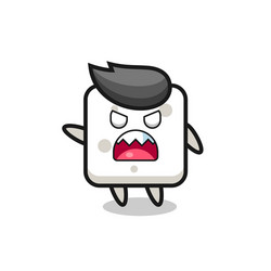 Cute ice cube cartoon in a very angry pose Vector Image