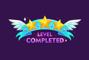 Level complete ranking banners with crystal stars Vector Image
