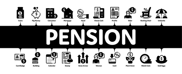 Pension retirement minimal infographic banner Vector Image