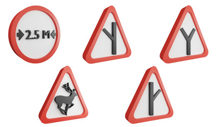 Road sign side view clipart element 3d render Vector Image