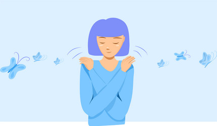 Butterfly hug a psychology technique Royalty Free Vector