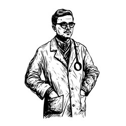 Doctor drawing isolated hand drawn object Vector Image