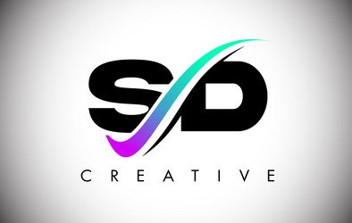 Sd letter logo with creative swoosh curved line Vector Image