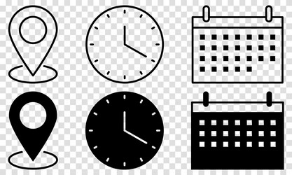Time date and address icons Royalty Free Vector Image