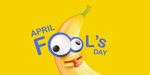 April fools day funky horizontal banner with silly