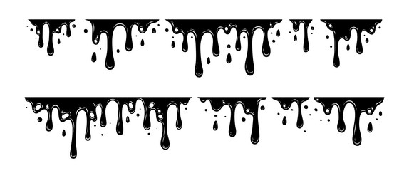 Black paint oil dripping graphic element Vector Image