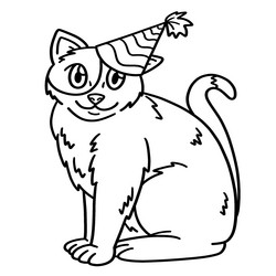 Cat wearing graduation cap coloring page for kids Vector Image