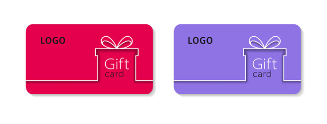 Shopping gift cards template set with box Vector Image