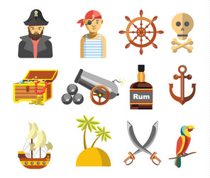 Female pirate and other symbols Royalty Free Vector Image