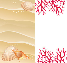Seashell sand background poster Royalty Free Vector Image