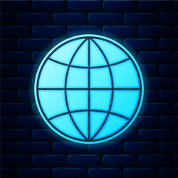 Glowing neon world and global news concept icon Vector Image