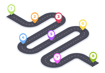 Isometric winding road infographic city map 8 Vector Image
