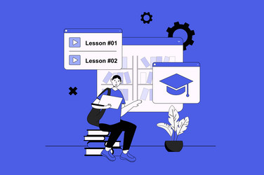 Learning management system concept 3d isometric Vector Image