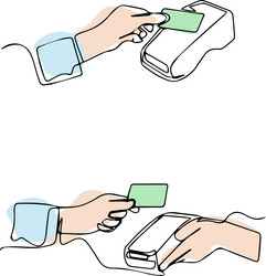 Pay by card one line drawing Royalty Free Vector Image