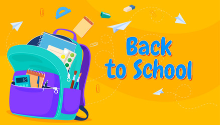 Banner with school backpacks back Royalty Free Vector Image
