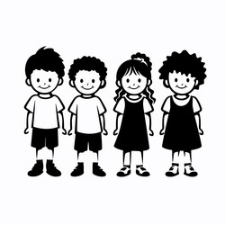 Happy children black icon on white background Vector Image