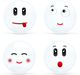 Set of satisfied pleasantly impressed emoticons Vector Image