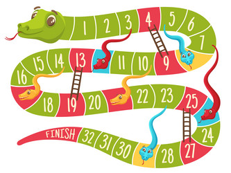 Snake and ladders grid color tiles game board Vector Image
