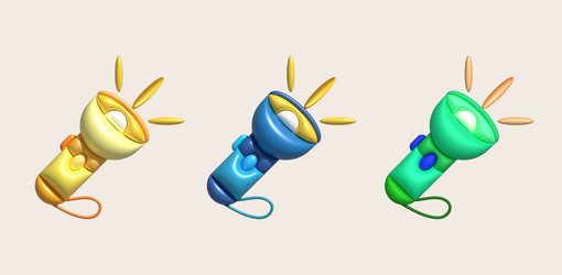 3d flashlight with a bright beam electric lamp Vector Image