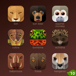 Animal faces for app icons-set 11 Royalty Free Vector Image