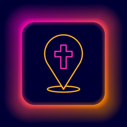 Glowing neon line map pin church building icon Vector Image